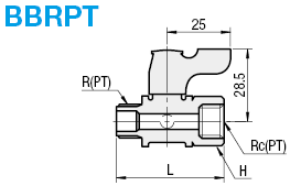 Compact Ball Valves/Brass/PT Threaded/PT Tapped, Economy series ...