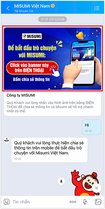 MISUMI Việt Nam, Zalo OA, Chat ZaloOA | MISUMI Việt Nam